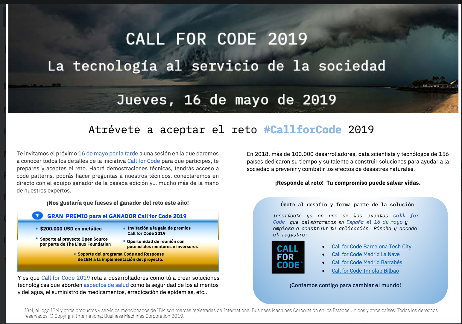 Call for Code 2019 IBM - Torre Juana OST